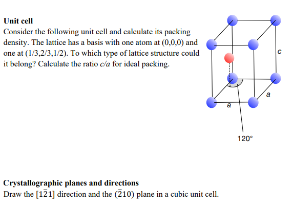 Solved Unit cell Consider the following unit cell and | Chegg.com