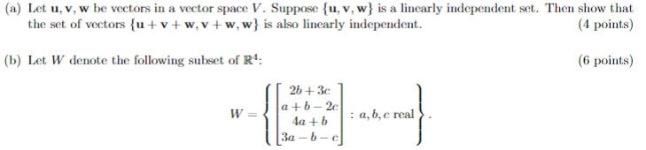 Solved A Let U V W Be Vectors In A Vector Space V