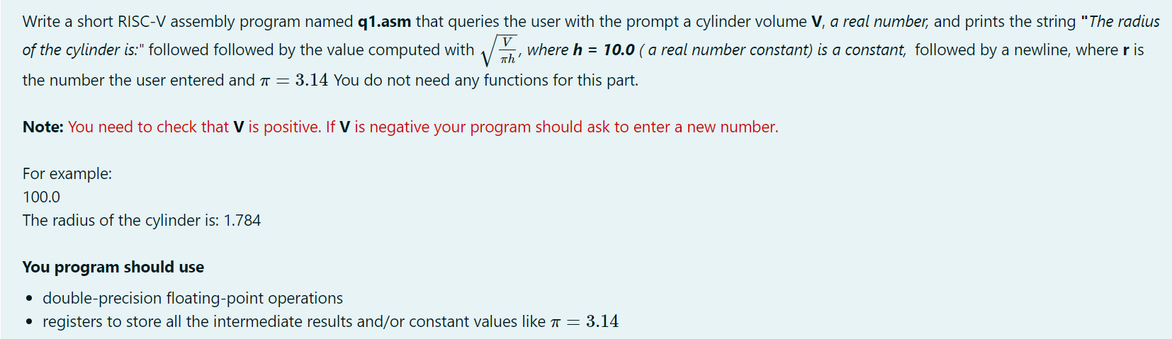 Solved Write a short RISC-V assembly program named q1.asm | Chegg.com