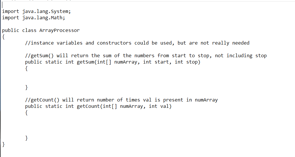 Solved 1. For this program, you will be adding methods and | Chegg.com