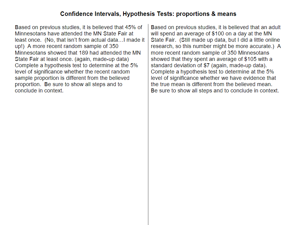 Solved Confidence Intervals, Hypothesis Tests: proportions & | Chegg.com