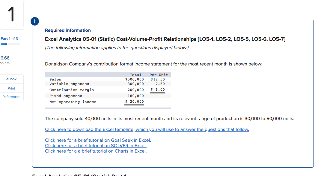 Solved Part 1 of 3 Required information Excel Analytics | Chegg.com