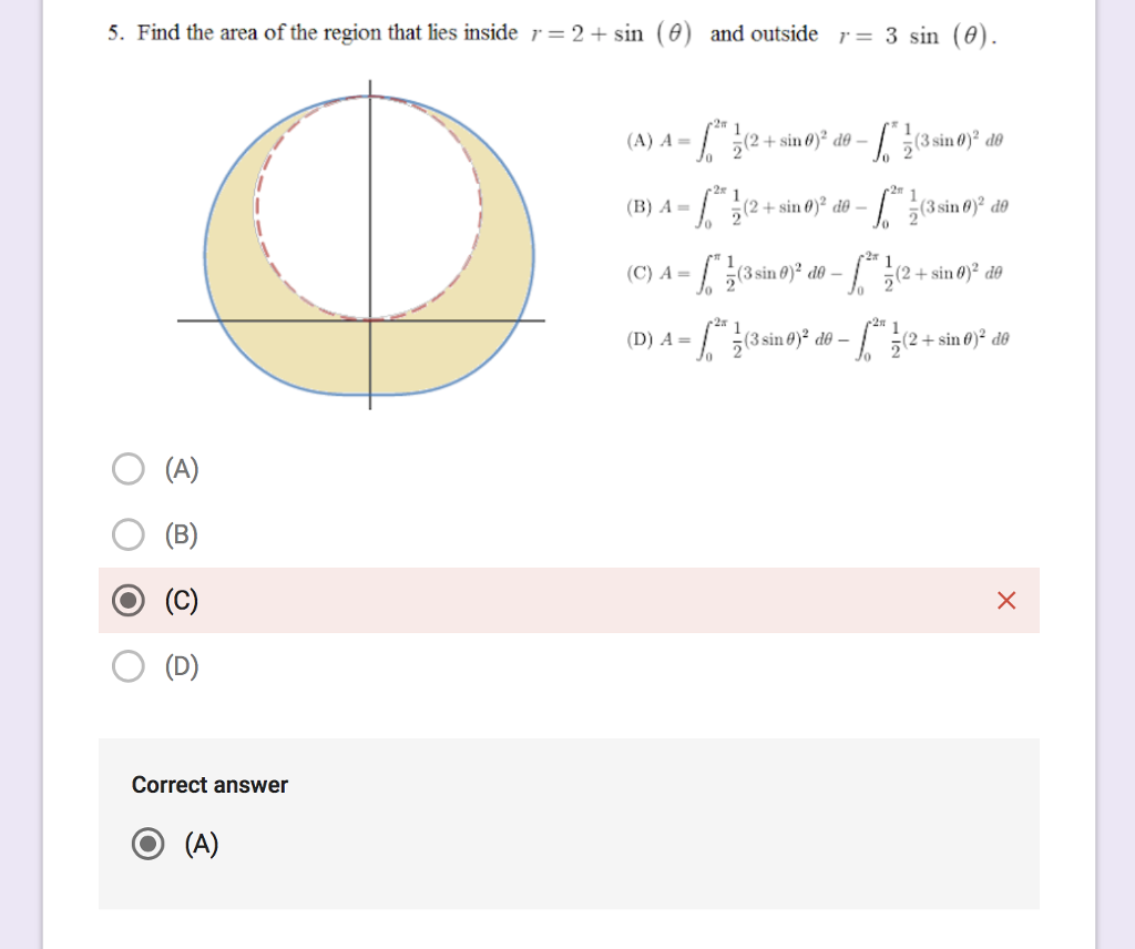 Solved and outside r-3 sin (θ) 5. Find the area of the | Chegg.com