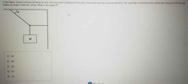 Solved In the figure, a block of mass M hangs at rest. The | Chegg.com