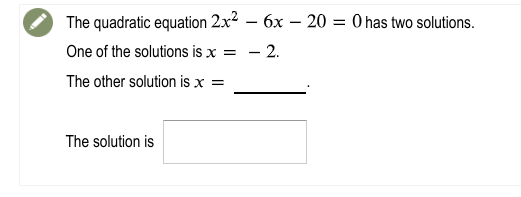 Solved The quadratic equation 2x2−6x−20=0 has two solutions. | Chegg.com