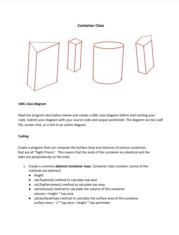 Solved Container Class UML class diagram Read the program | Chegg.com Solved Container Class UML class diagram Read the program | Chegg.com
