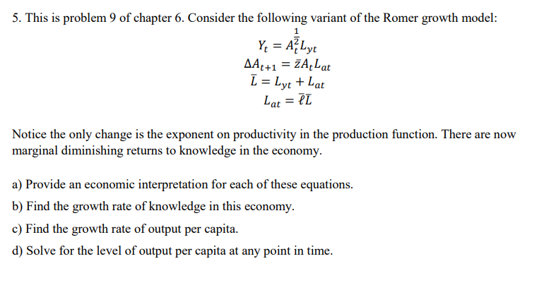Solved 5. This is problem 9 of chapter 6. Consider the | Chegg.com