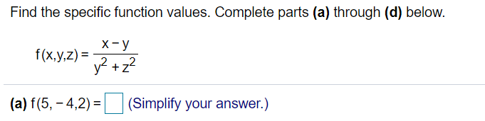 Solved Find the specific function values. Complete parts (a) | Chegg.com