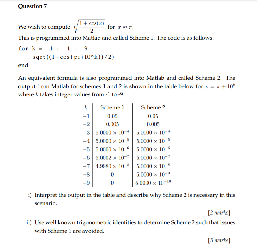 Solved Question 7 1 + cos(2) We wish to compute for . 2 This | Chegg.com