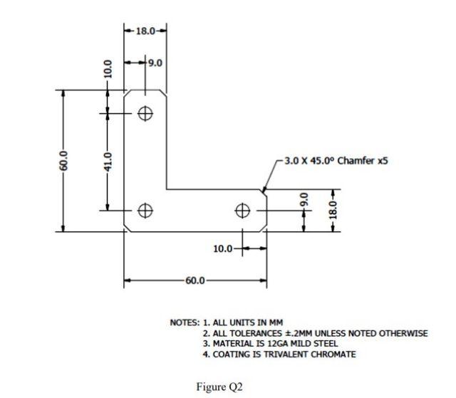 Q2. Figure Q2 shows a steel sheet metal bracket of 20 | Chegg.com