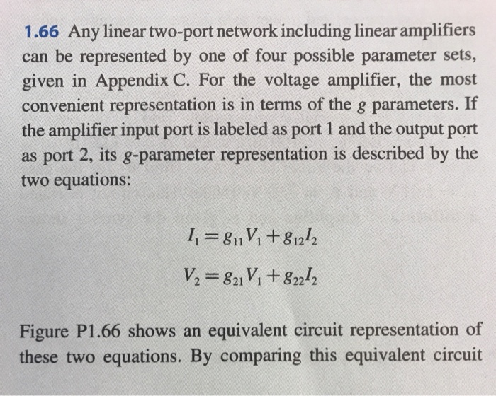 Solved 1.66 Any linear two-port network including linear | Chegg.com