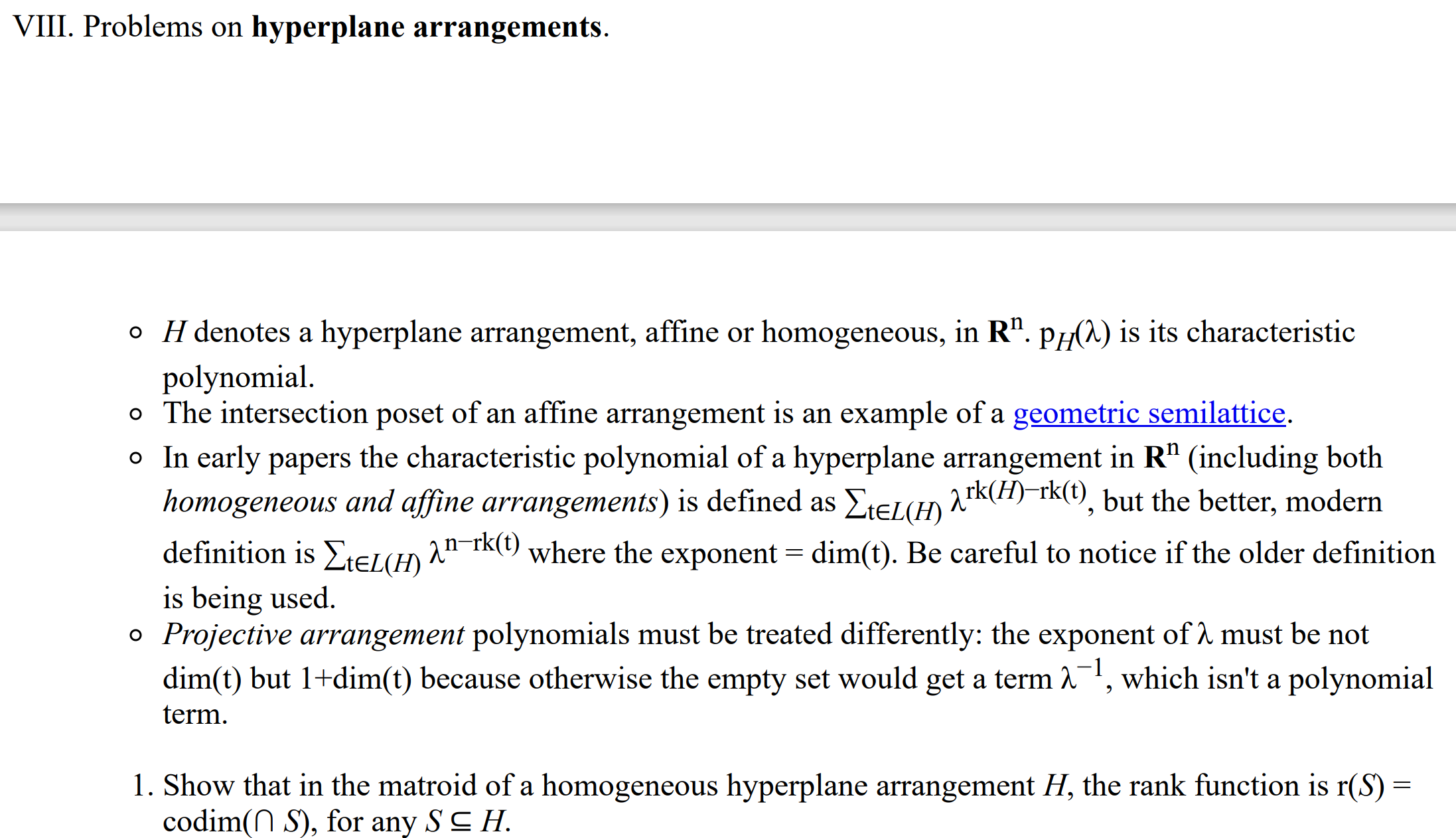 Solved This is a question about hyperplane arrangements, I | Chegg.com