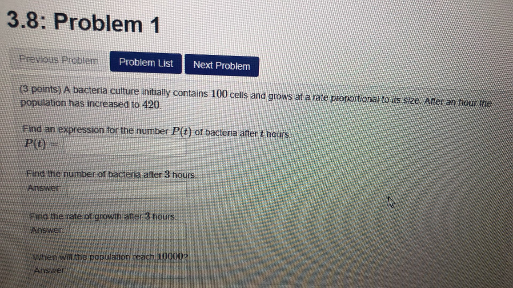 Solved 3.8: Problem 1 Premous piroblem Problem ListNext | Chegg.com