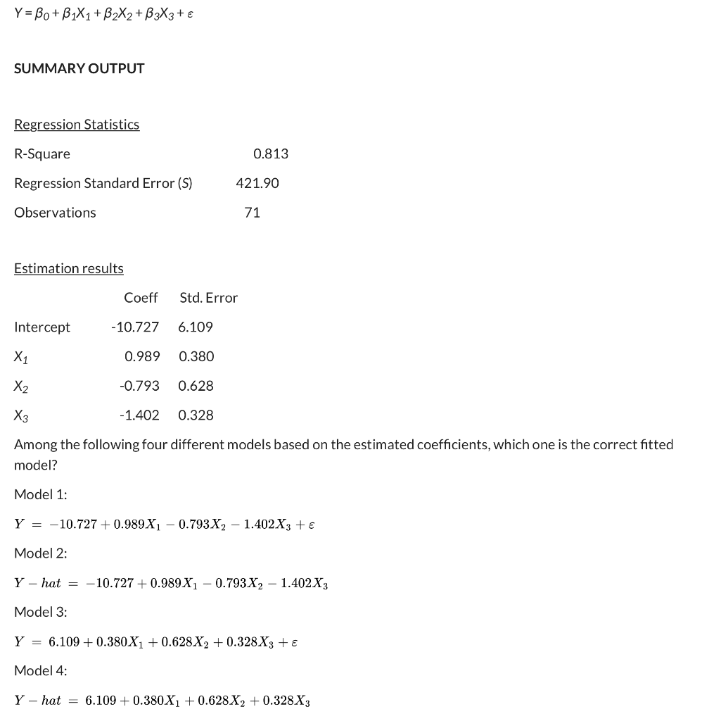 Solved The following is the estimation results for a | Chegg.com
