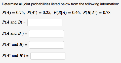 Solved Determine all joint probabilities listed below from | Chegg.com