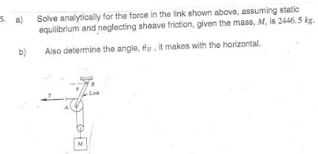 Solved 5. a Solve analytically for the force in the link | Chegg.com