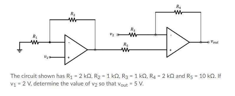 Solved R3 Vout R The circuit shown has R1 = 2 k-2, R2 = 1 | Chegg.com