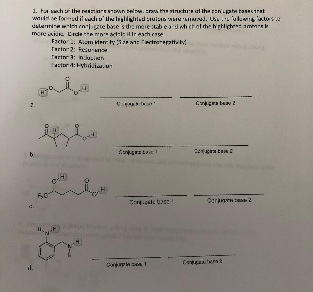 Solved 1. For each of the reactions shown below, draw the | Chegg.com