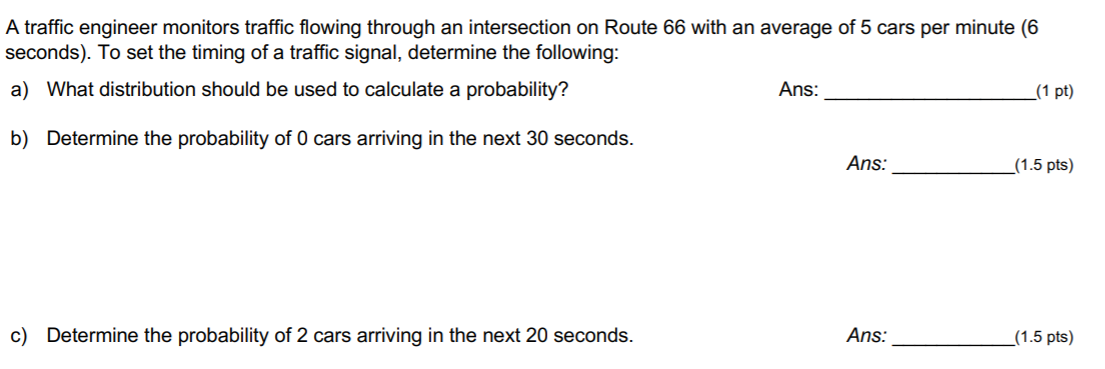 Solved A traffic engineer monitors traffic flowing through | Chegg.com