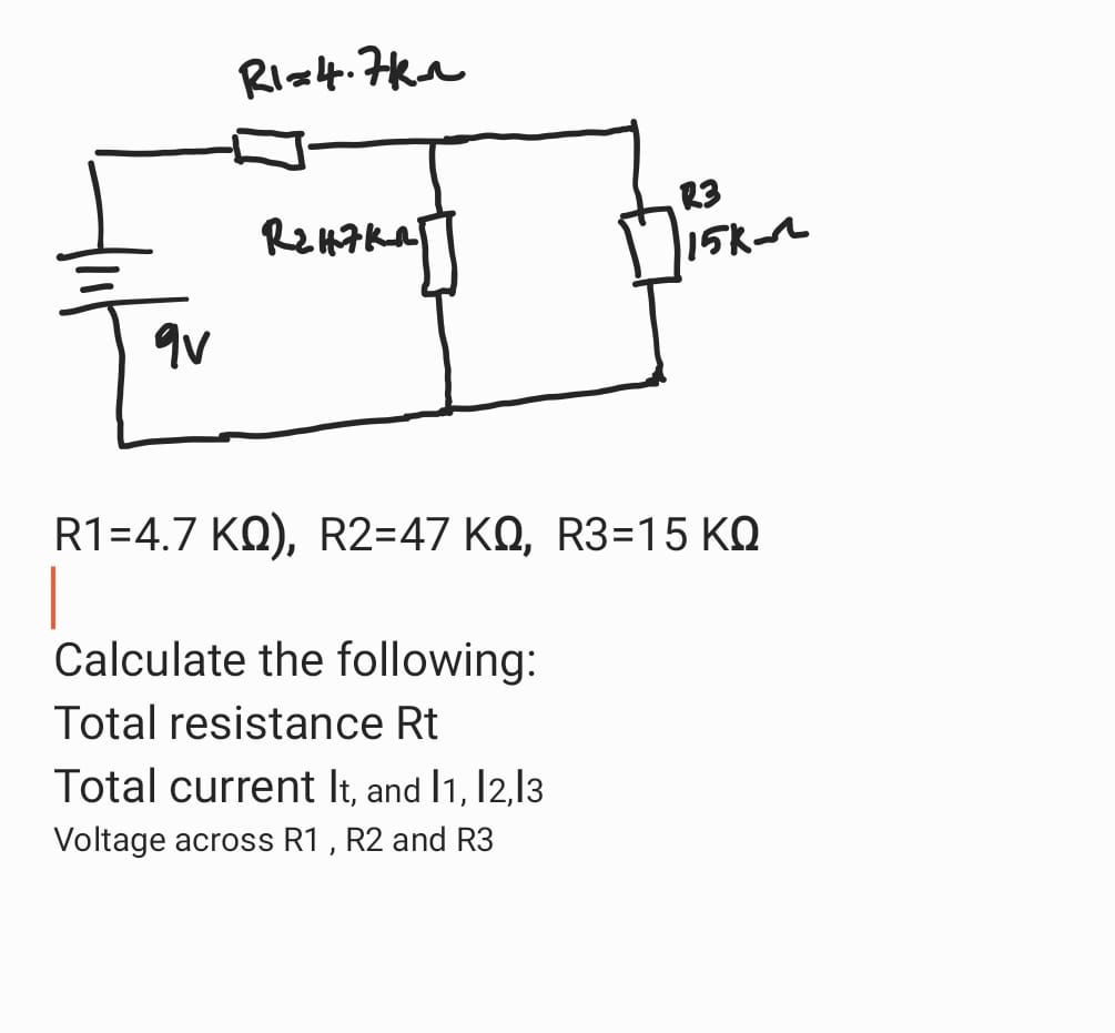 Solved R1=4.7KΩCalculate the following:Total resistance | Chegg.com