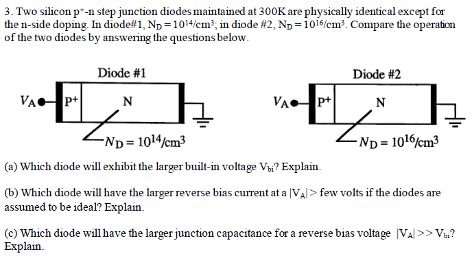 Solved 3. Two silicon p*-n step junction diodes maintained | Chegg.com