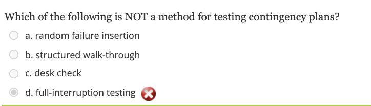 Solved Which of the following is NOT a method for testing | Chegg.com