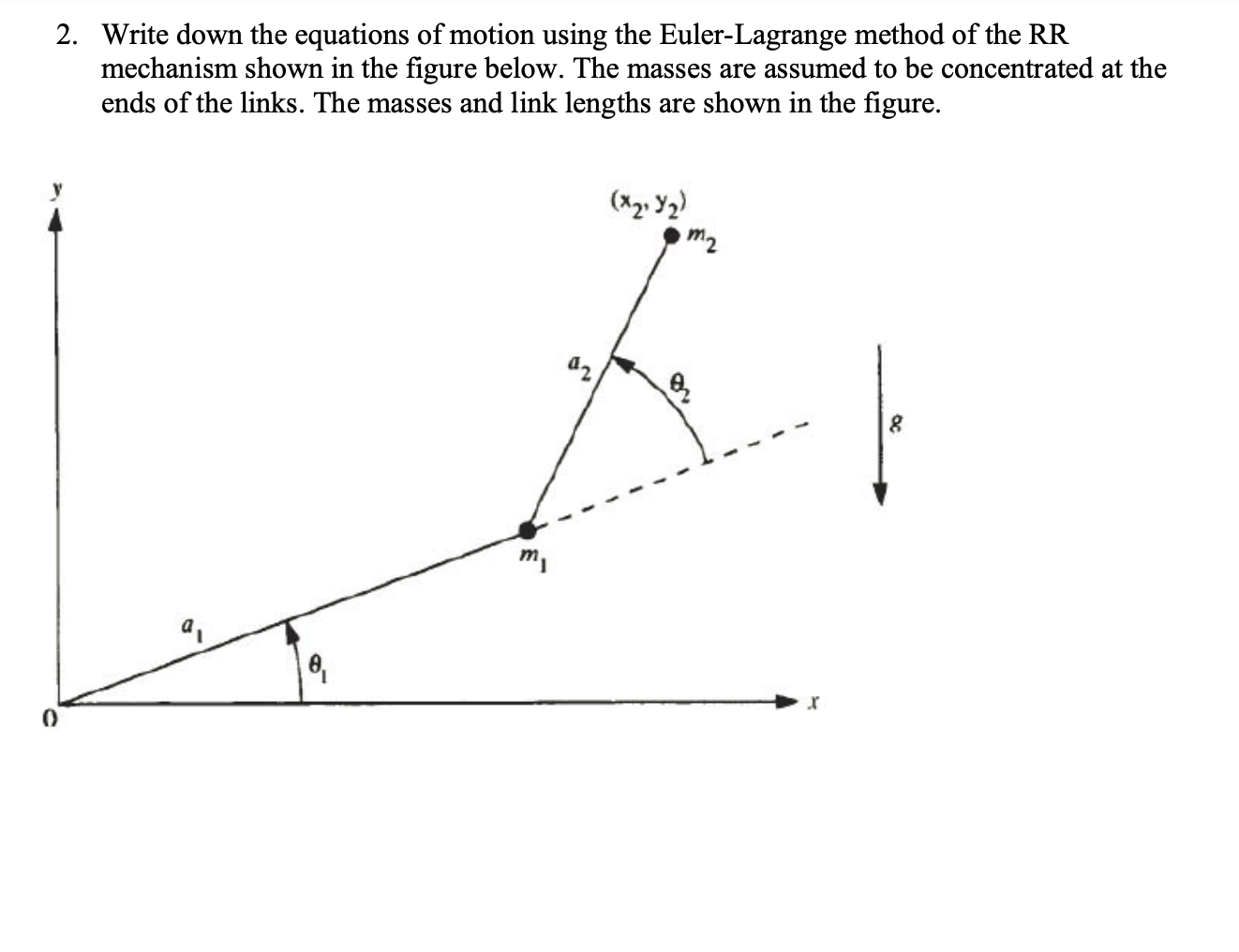 Solved 2 Write Down The Equations Of Motion Using The 
