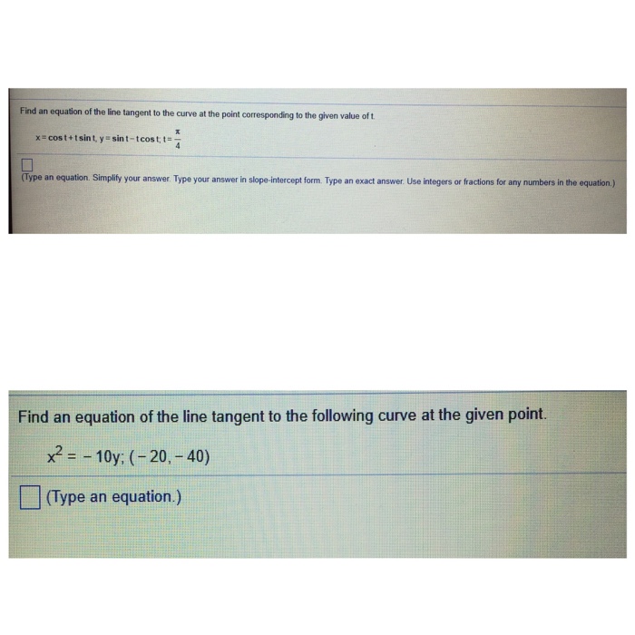 Solved Find an equation of the line tangent to the curve at | Chegg.com