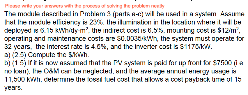 Solved Please write your answers with the process of solving | Chegg.com