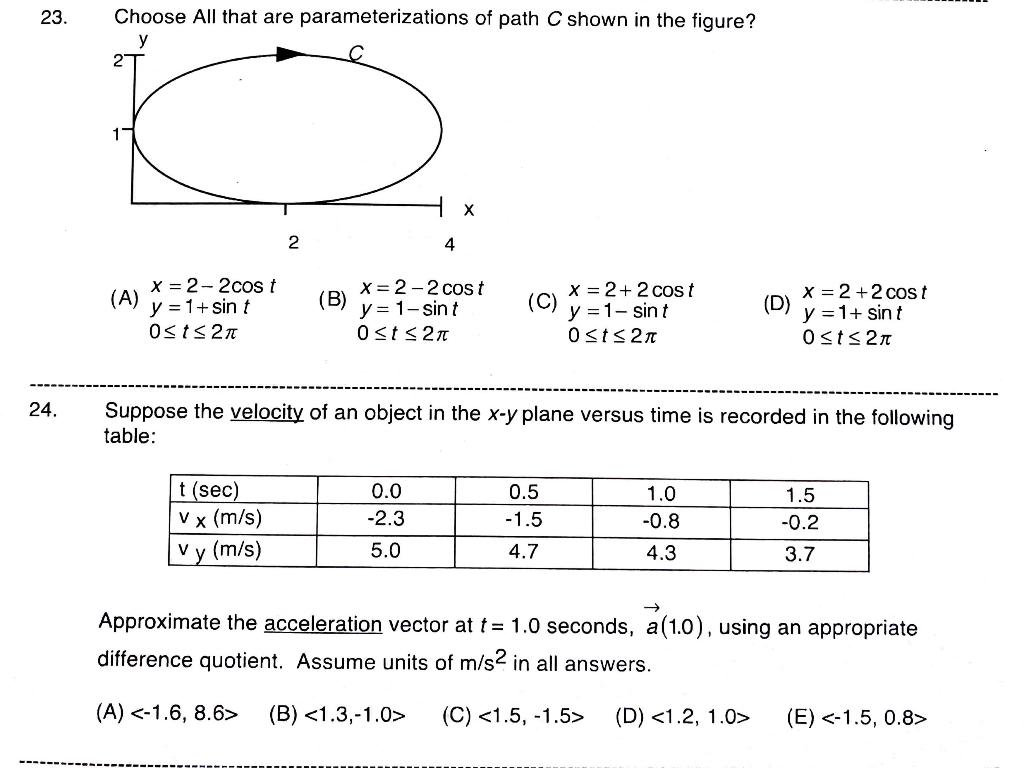 Solved 23. Choose All that are parameterizations of path C | Chegg.com