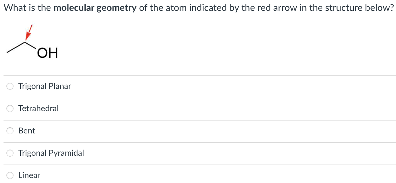 Solved What is the molecular geometry of the atom indicated | Chegg.com