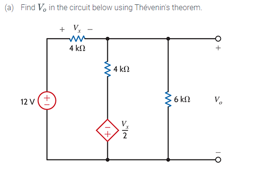Solved (a) Find V. in the circuit below using Thévenin's | Chegg.com