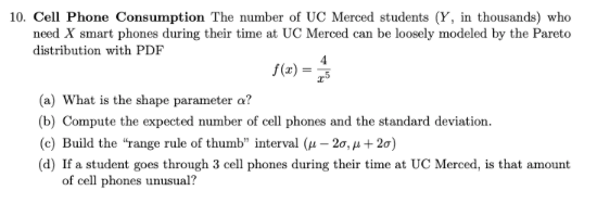 Solved 10. Cell Phone Consumption The number of UC Merced | Chegg.com