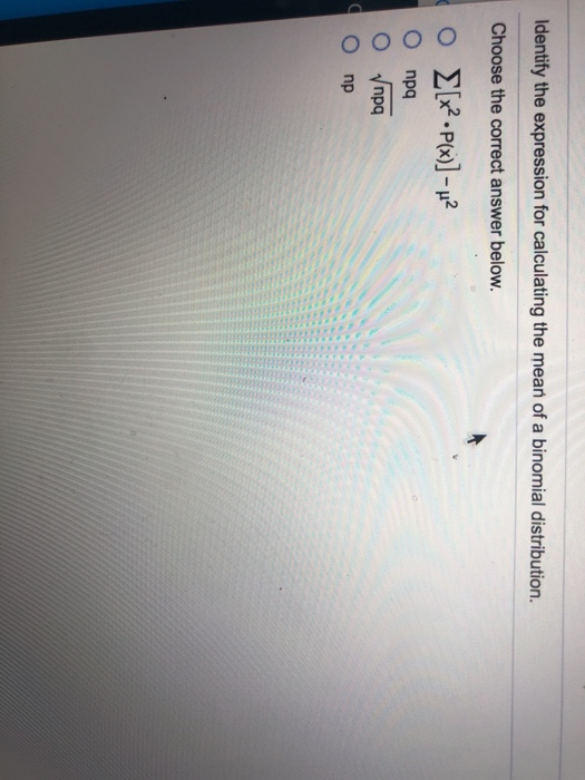 Solved Identify the expression for calculating the mean of a | Chegg.com