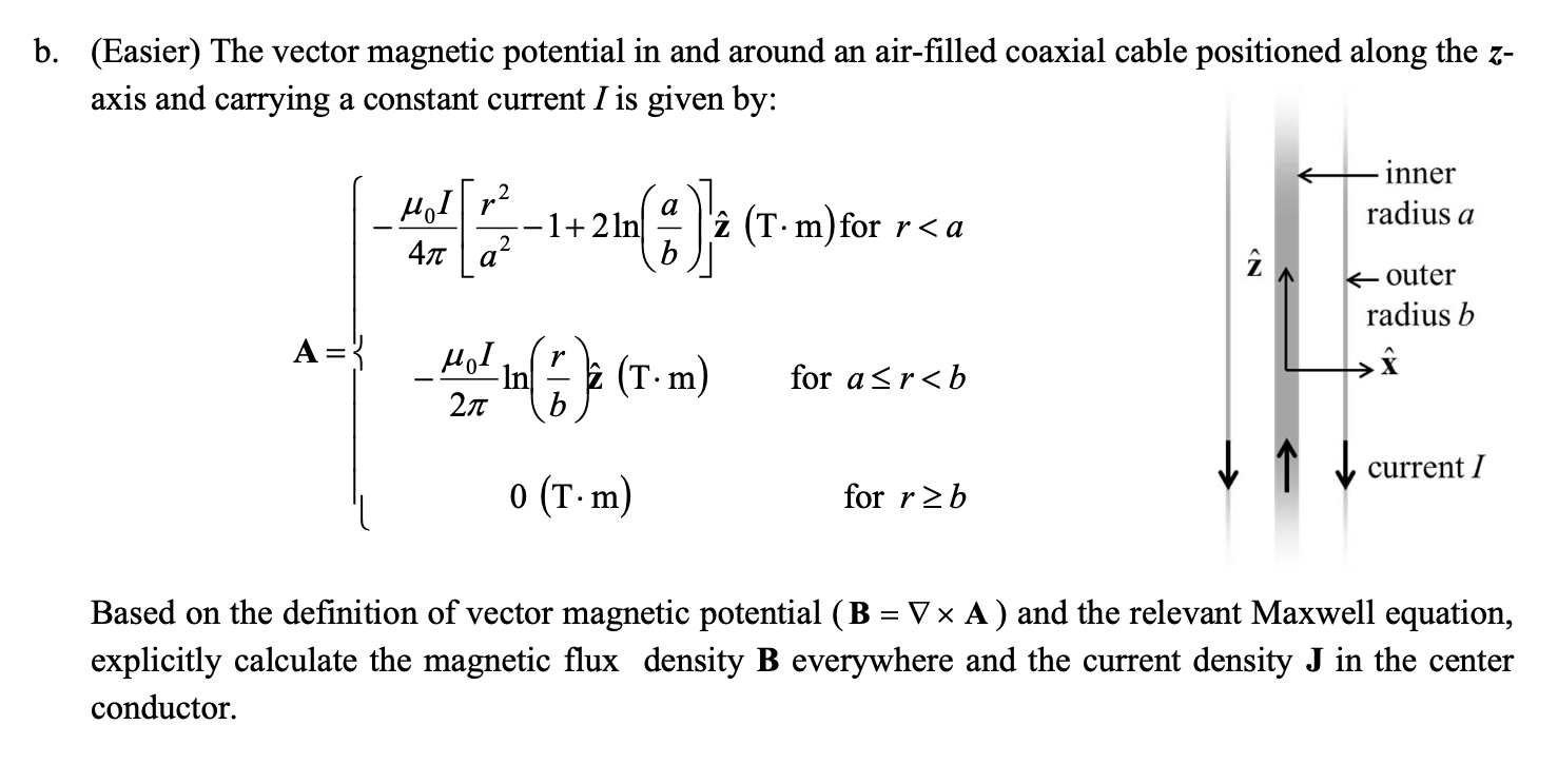 Solved b. (Easier) The vector magnetic potential in and | Chegg.com