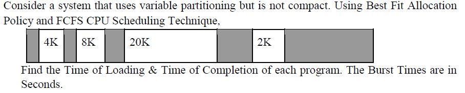 Consider a system that uses variable partitioning but | Chegg.com