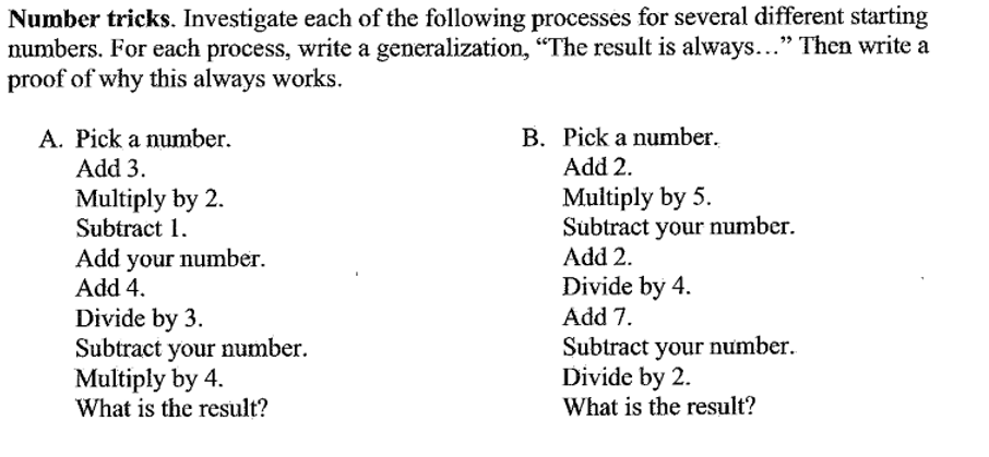 Solved Number tricks. Investigate each of the following | Chegg.com