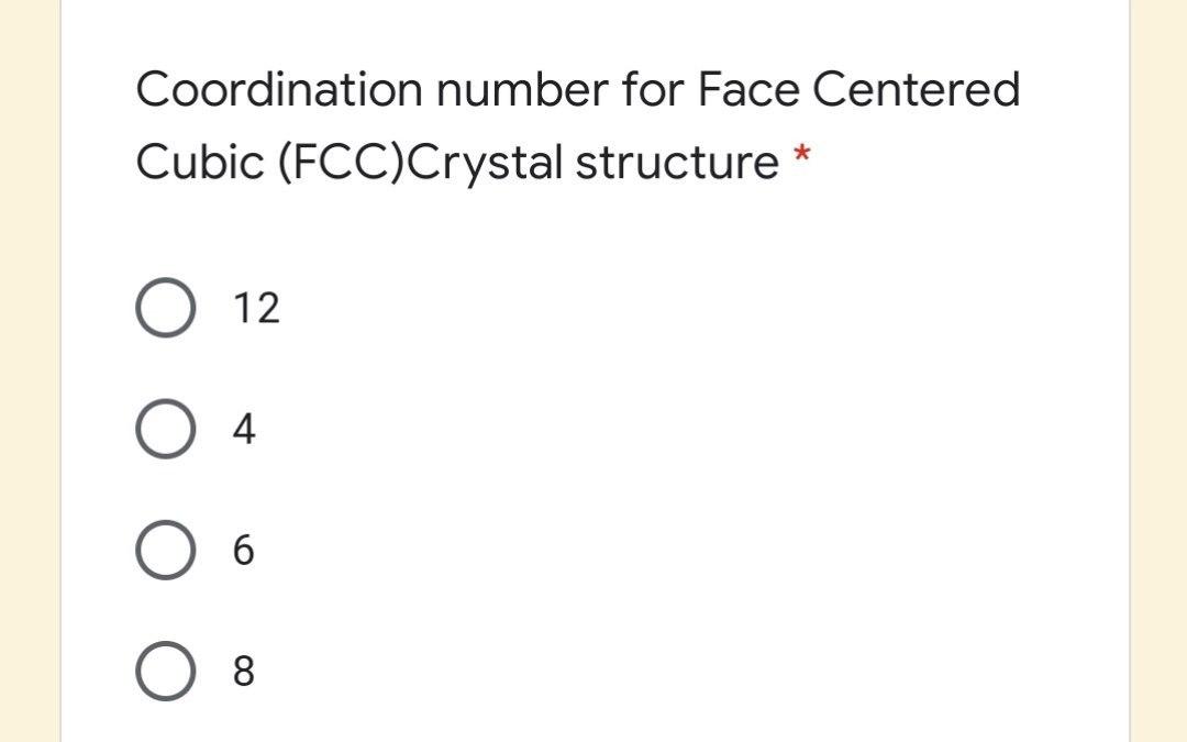 Solved Coordination number for Face Centered Cubic | Chegg.com