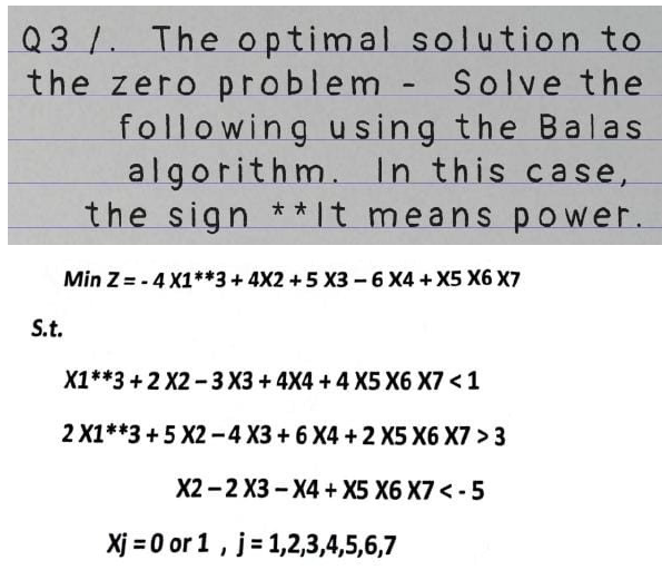 Solved Q3/. The optimal solution to the zero problem - Solve | Chegg.com
