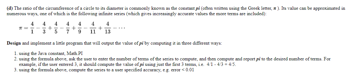 Solved (d) The ratio of the circumference of a circle to its | Chegg.com