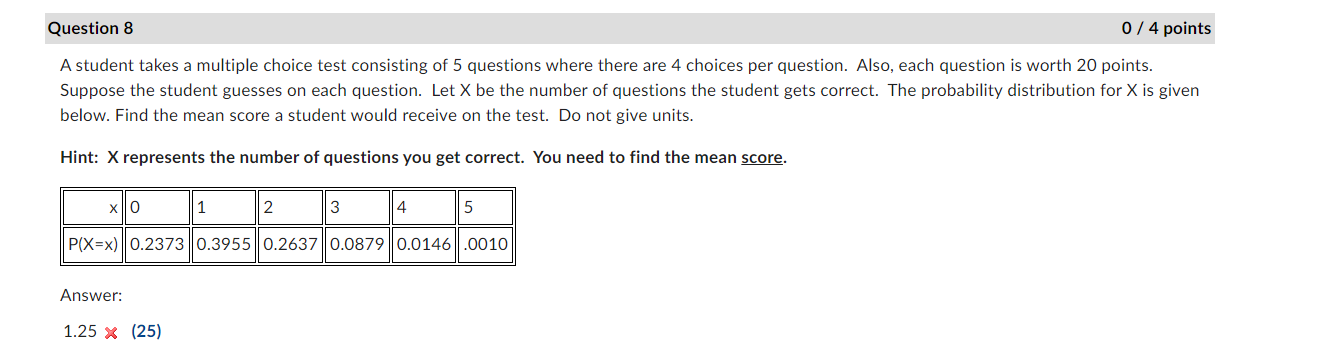 Solved A student takes a multiple choice test consisting of | Chegg.com
