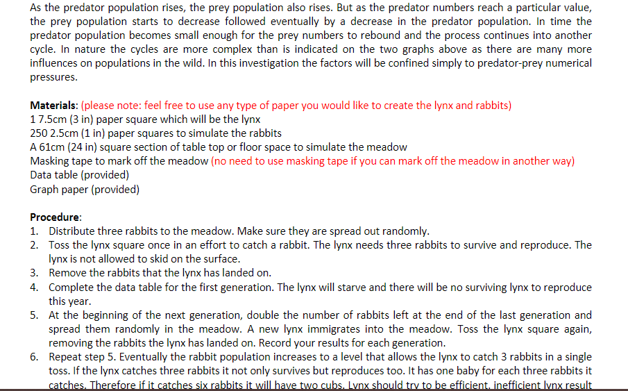 As the predator population rises, the prey population | Chegg.com