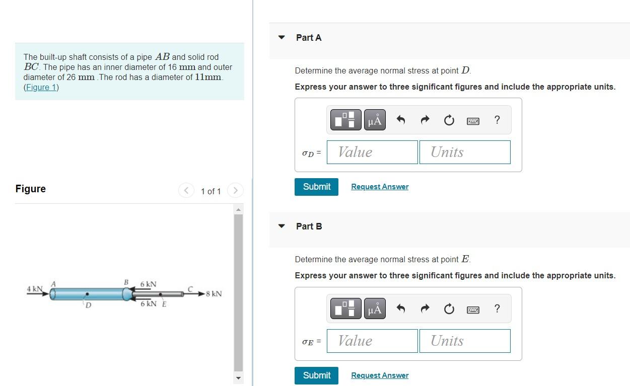 Solved The built-up shaft consists of a pipe AB and solid | Chegg.com
