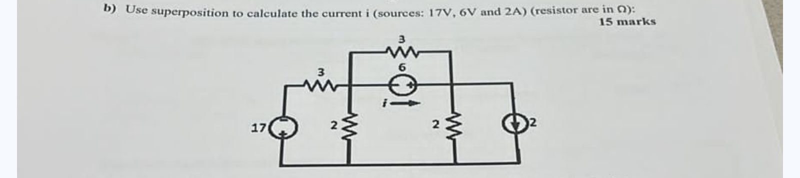 Solved b) Use superposition to calculate the current i | Chegg.com