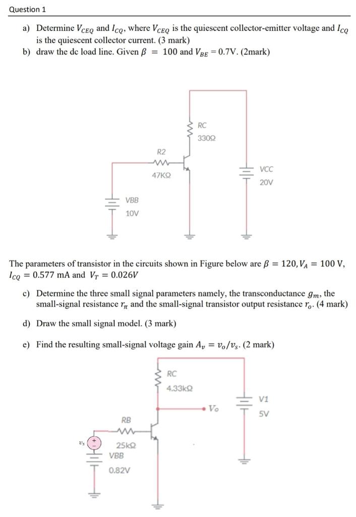 Solved a) Determine VCEQ and ICQ, where VCEQ is the | Chegg.com