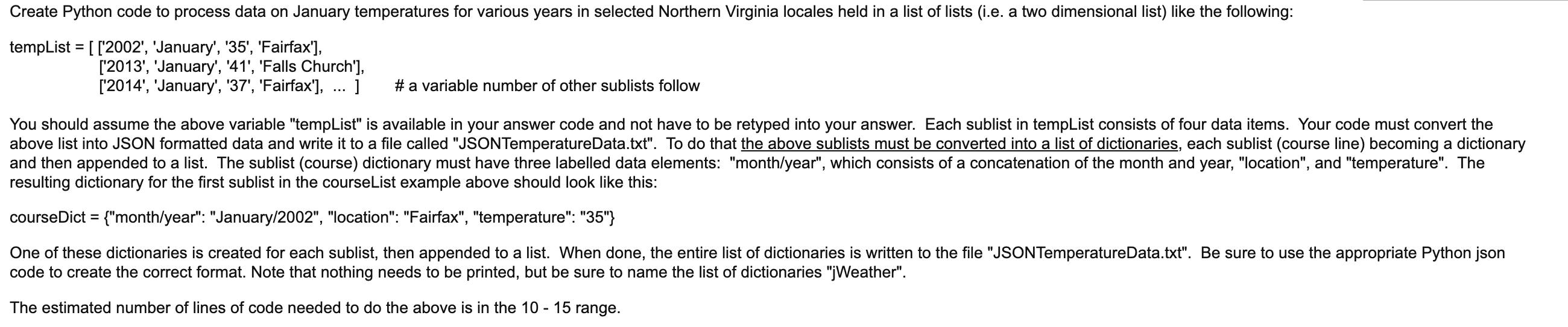 Solved Create Python code to process data on January | Chegg.com