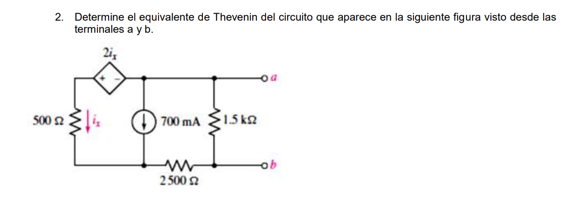Solved Determine el equivalente de Thévenin del circuito que | Chegg.com