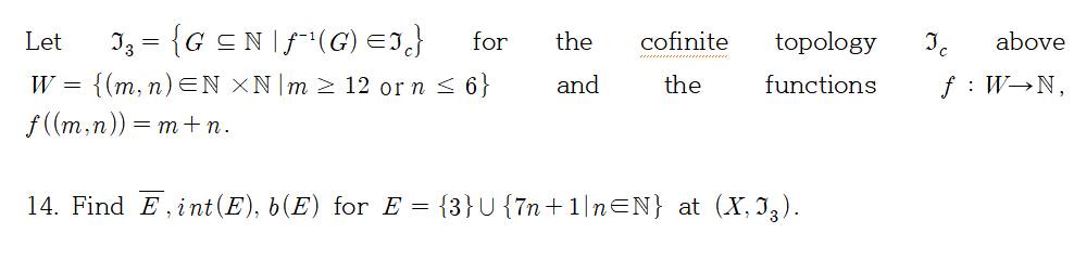 Solved the cofinite topology I above Let Iz = {G SN|f-'(G) | Chegg.com