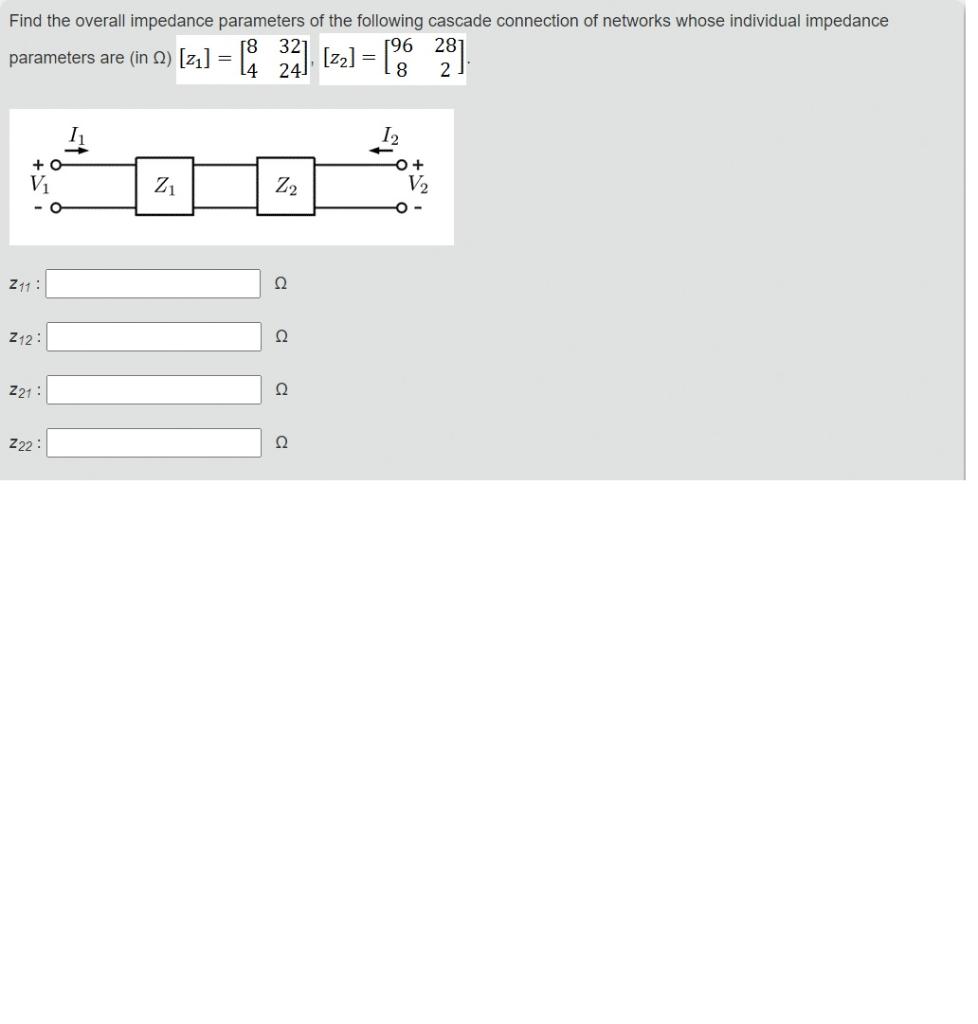 Solved Find the overall impedance parameters of the | Chegg.com
