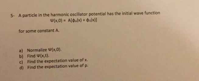 Solved A particle in the harmonic oscillator potential has | Chegg.com